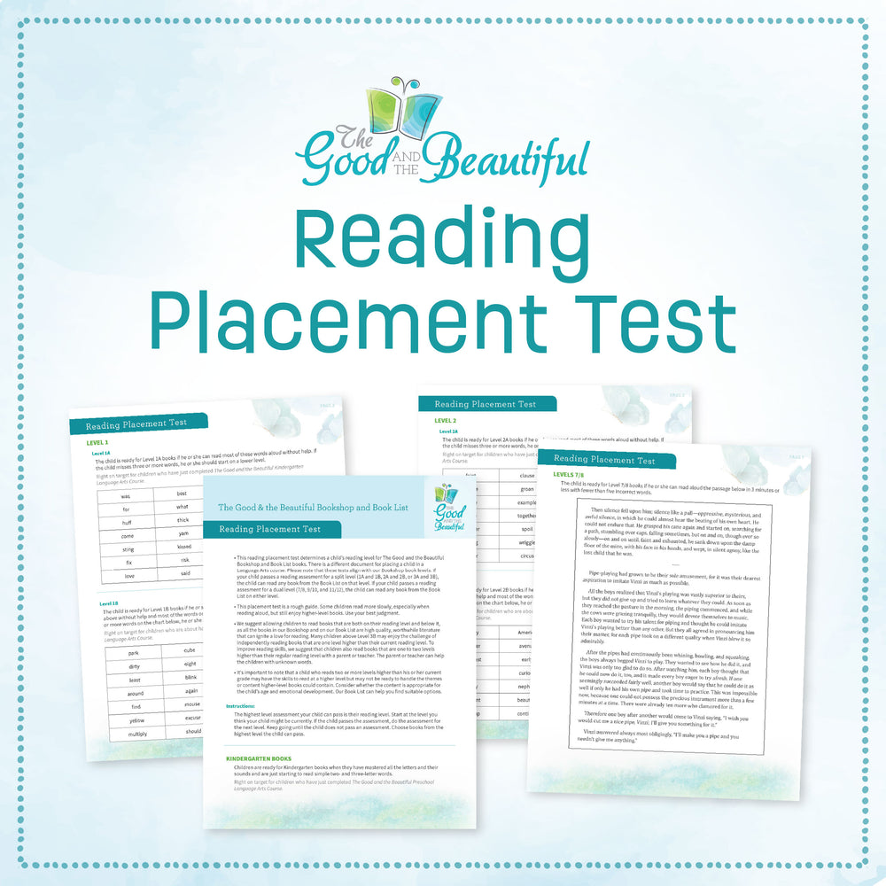 Take the Placement Tests | The Good and the Beautiful